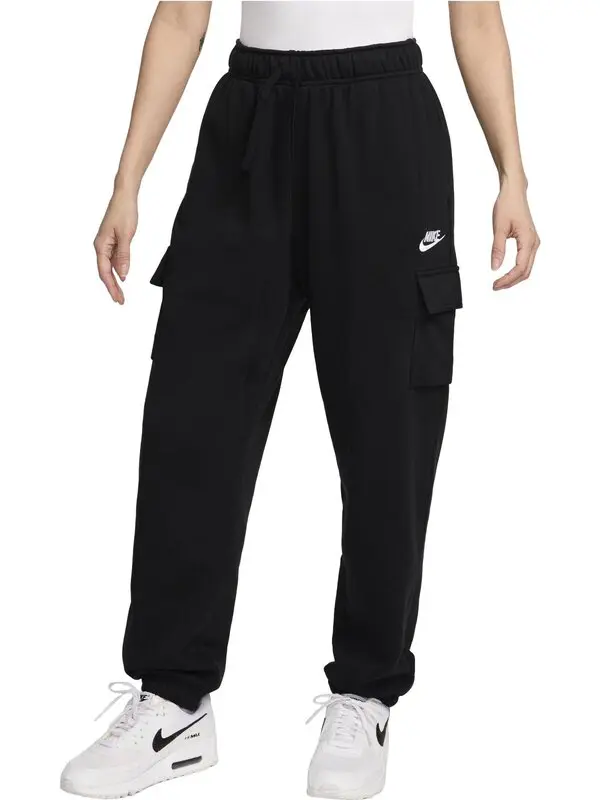 Nike Club Fleece Cargo Tracksuit Bottoms - Black/white