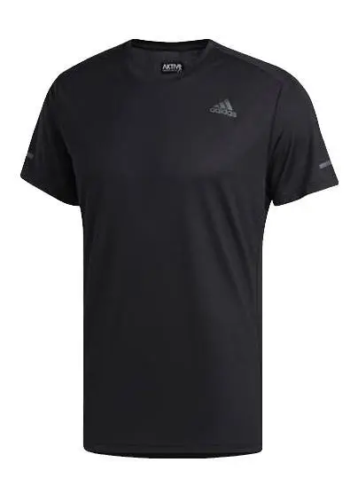 Adidas Run It Tee Logo Training Sports Short Sleeve - Black