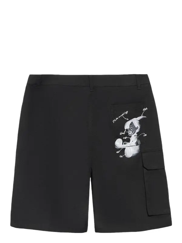 LI-NING X Disney Graphic Print Cargo Shorts - Black/white