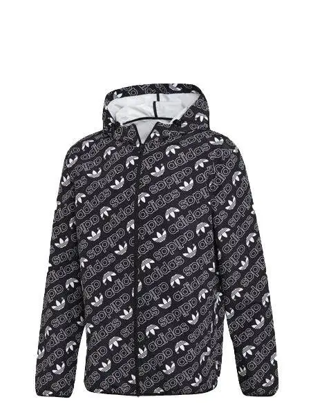 Adidas Originals Full Print Hooded Windbreaker Jacket - Black