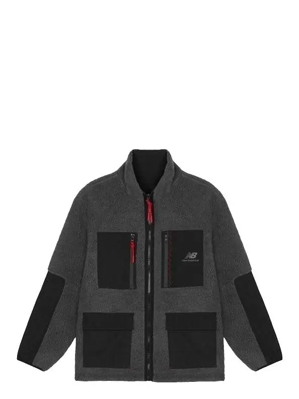NEW BALANCE Lamb's Wool Reversible Stand Collar Jacket - Black