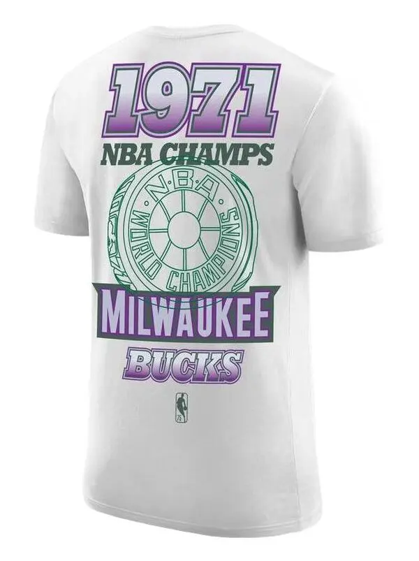 Nike Nba Milwaukee Bucks Casual Sports Back Alphabet Numeric Loose Short Sleeve White T-shirt - Multi-color