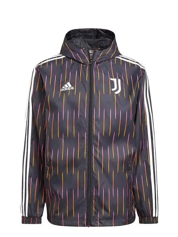 Adidas Juventus Training Sports Hooded Windbreaker Jacket - Black