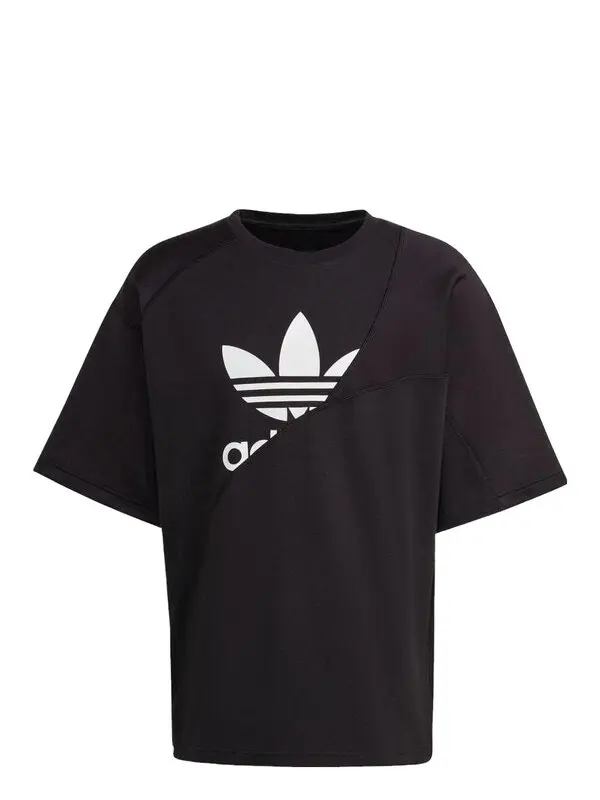 Adidas Originals Round Neck Pullover Logo Printing Short Sleeve Japanese Version Black T-shirt - Default Color