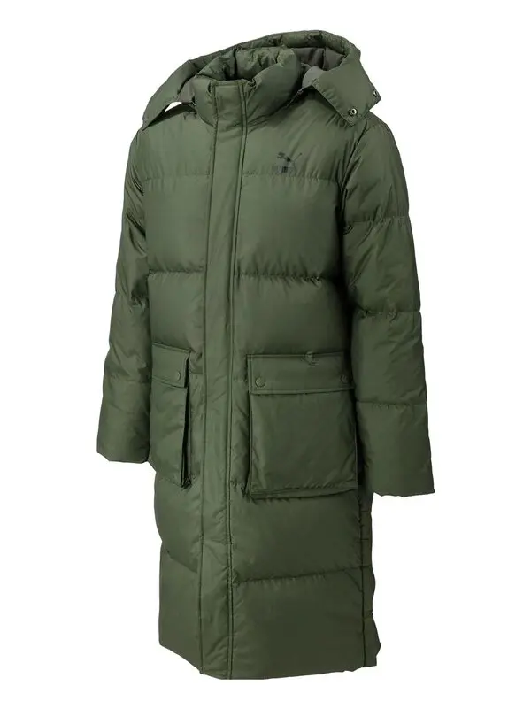 PUMA Teamliga Long Down Coat - Green/white
