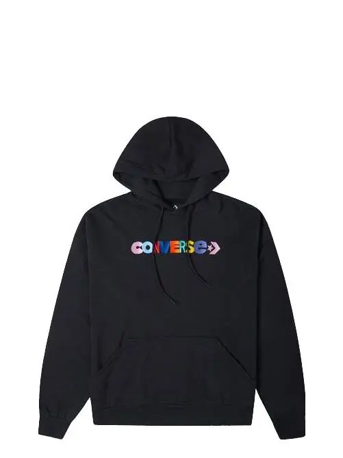 CONVERSE Alphabet Embroidered Knit Hoodie - Black