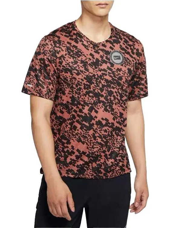 Nike Dri-fit Miler Wild Run Short Sleeve - Black/red