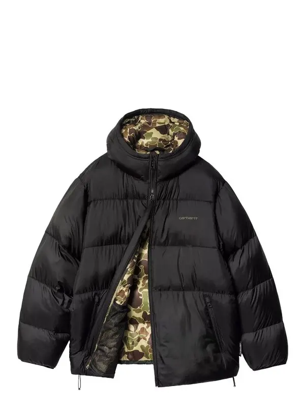 Carhartt Work In Progress Padded Zip-up Jacket With Camouflage Lining - Black