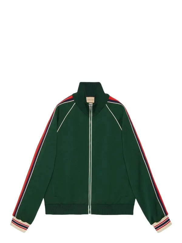 Gucci Gg Jacquard Jersey Zip Jacket - Green