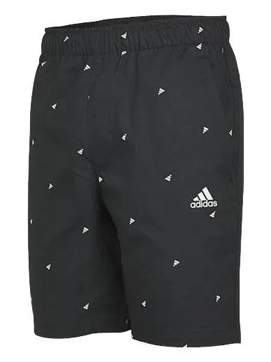 Adidas All Over Print Logo Athleisure Shorts - Black