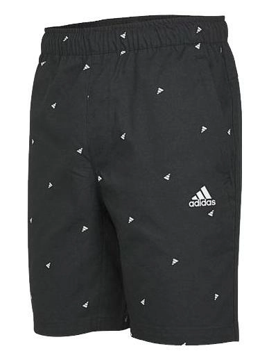 Adidas All Over Print Logo Athleisure Shorts - Black