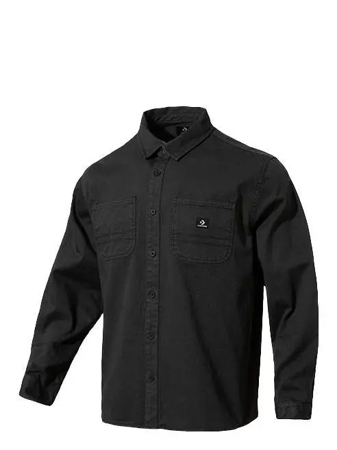 CONVERSE Twill Long Sleeve Button Down Asia Sizing - Black
