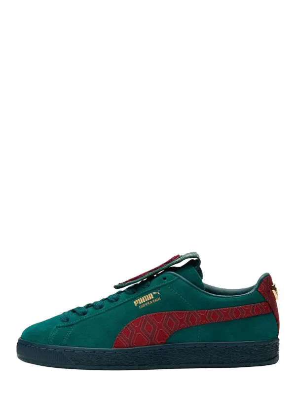PUMA Dapper Dan Jacquard Print Suede Sneakers - Varsity Green/intense Red