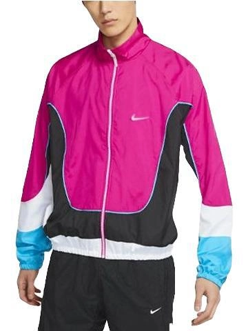 Nike Colorblock Woven Stand Collar Jacket - Red