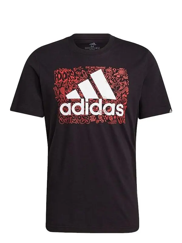 Adidas M Ddlbmb T Graffiti Printing Logo Sports Short Sleeve - Black