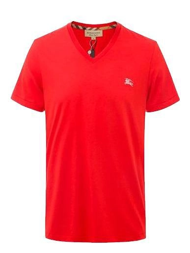 Burberry Ss21 V Neck Embroidered Logo Short Sleeve - Red