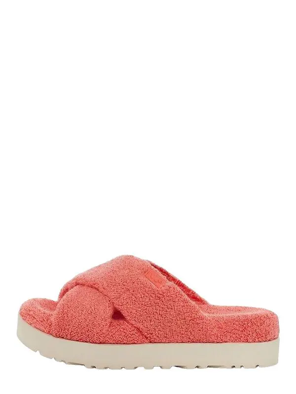 UGG Fuzz Sugar Terry Cross Slide Slippers - Pink