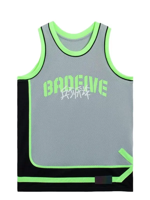 LI-NING Badfive Cartoon Graphic Basketball Jersey - Grey/neon Green/black