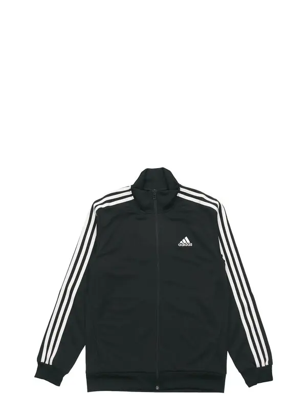 Adidas Track Jacket With Stand Collar And Signature Stripes - Black