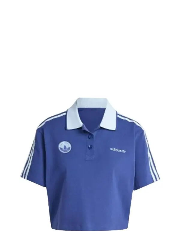 Adidas Cropped Polo Shirt With Collar - Blue