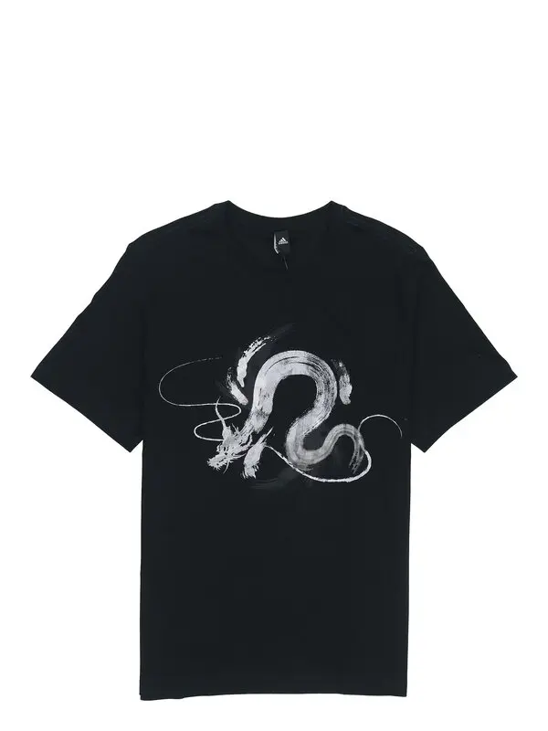 Adidas Wj T Gfx Series Printing Athleisure Casual Sports Round Neck Short Sleeve - Black