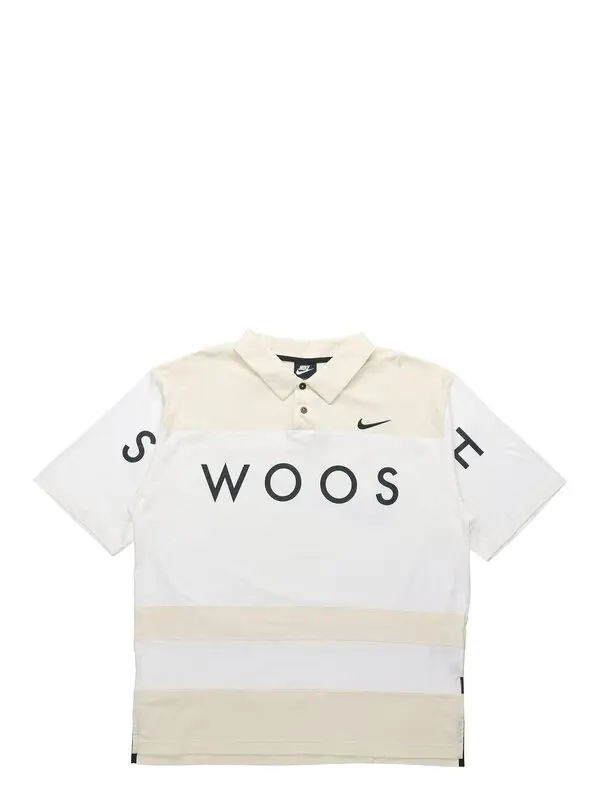 Nike Swoosh Logo Printing Contrasting Colors Loose Polo Shirt - White