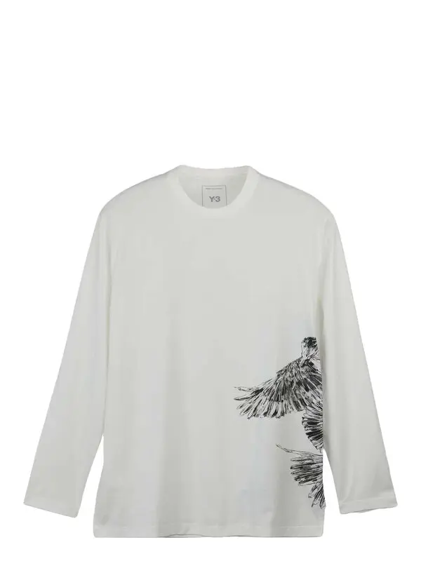 Adidas Y-3 Graphic Long Sleeve T-shirt Asia Sizing - Core White