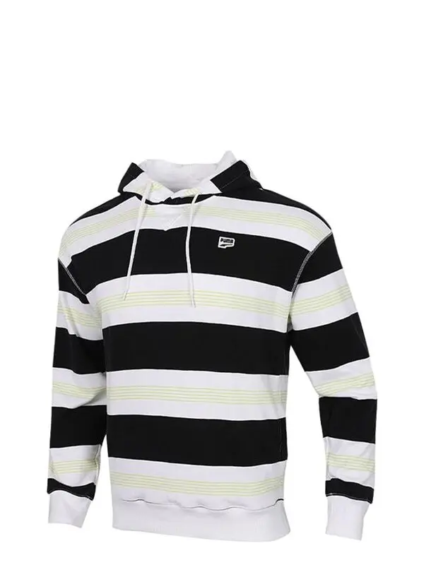 PUMA Striped Hooded Sweatshirt - Black/white/green