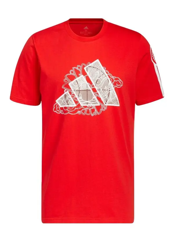 Adidas Rose Dynasty Large Logo Printing Round Neck Short Sleeve Red T-shirt - Default Colorway