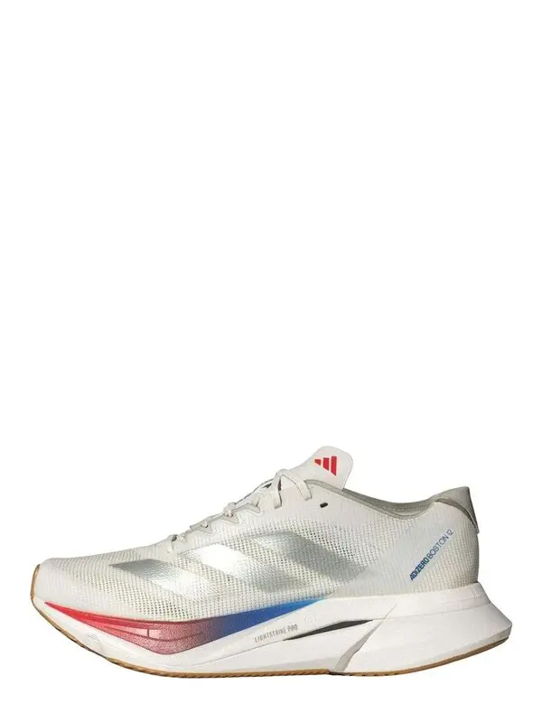 Adidas Adizero Boston 12 Sneakers - Core White/matte Silver/pure Ruby