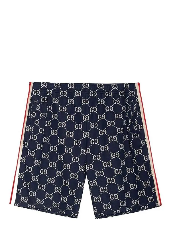 Gucci Jacquard Monogram Shorts With Contrast Stripes - Blue
