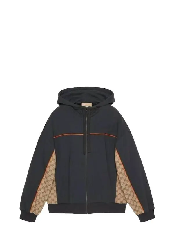 Gucci Cotton Jersey Zip Jacket With Logo Detailing - Black