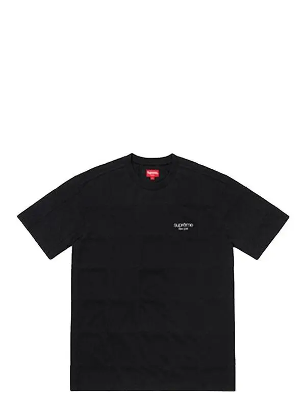 Supreme Fw18 Patchwork Pique Tee Splicing Short Sleeve - Black