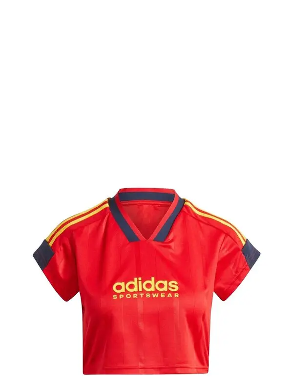 Adidas Tiro Cut 3-stripes Crop Shirt - Red/black