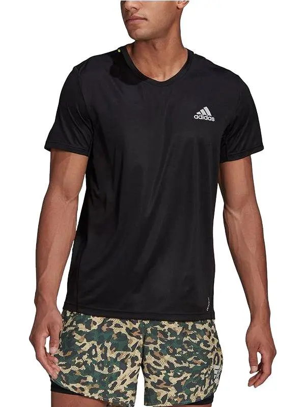 Adidas Pblue Tee Reflective Printing Running Sports Short Sleeve - Black