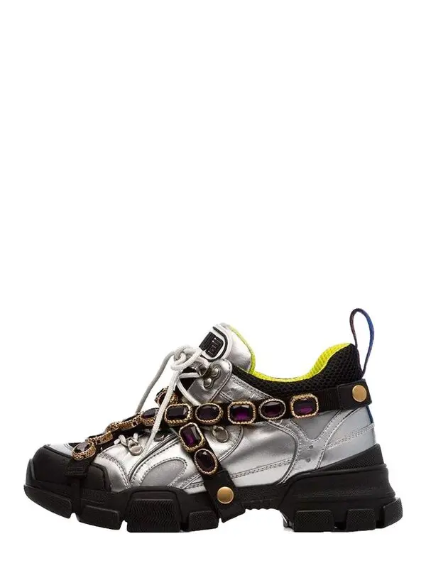 Gucci Flashtrek Embellished Sneakers - Silver