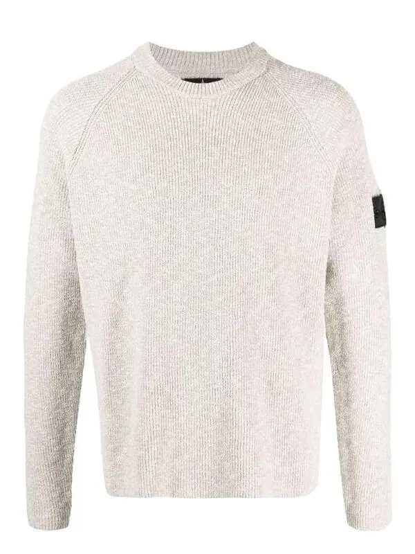 Stone Island Logo Patch Knitted Jumper - Grey