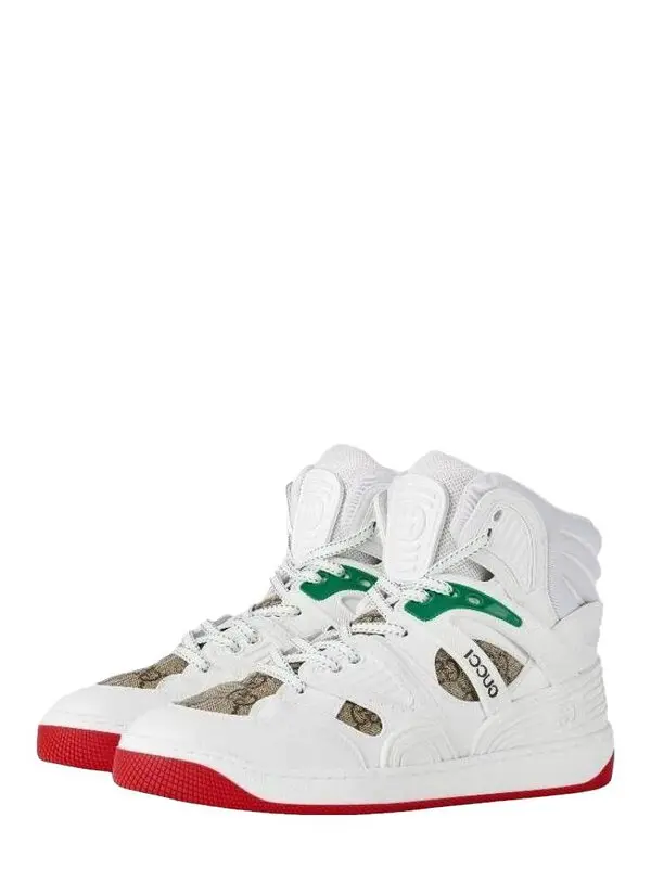 Gucci Basket High Sneakers - White/red