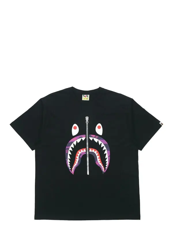 A BATHING APE Shark Face Half-zip T-shirt - Black
