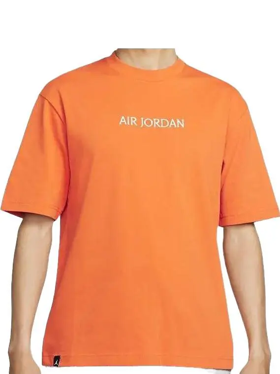 JORDAN Solid Color Alphabet Logo Round Neck Short Sleeve Orange T-shirt - Default Color