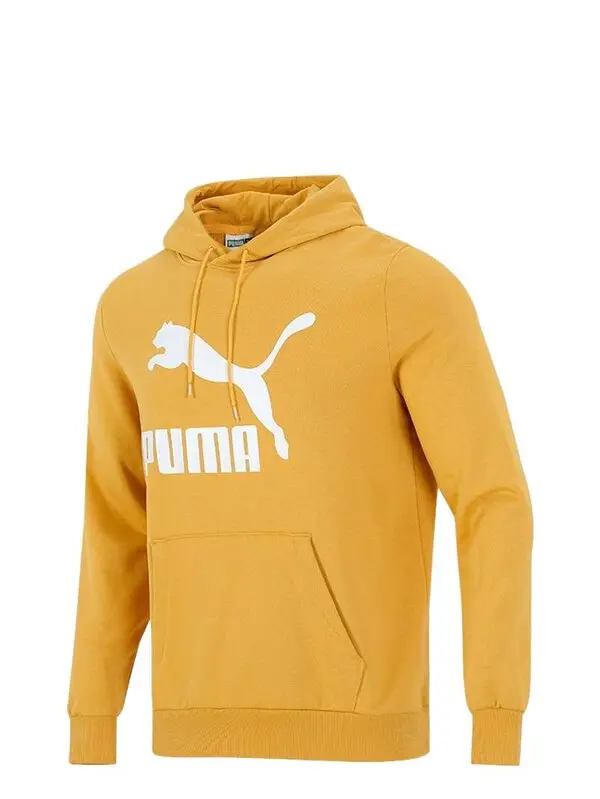 PUMA Classics Logo Printing Pullover Sports Hoodie - Yellow