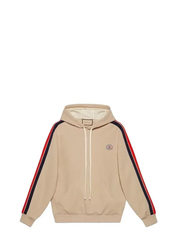 Gucci Jersey Hooded Sweatshirt - Beige/red/black