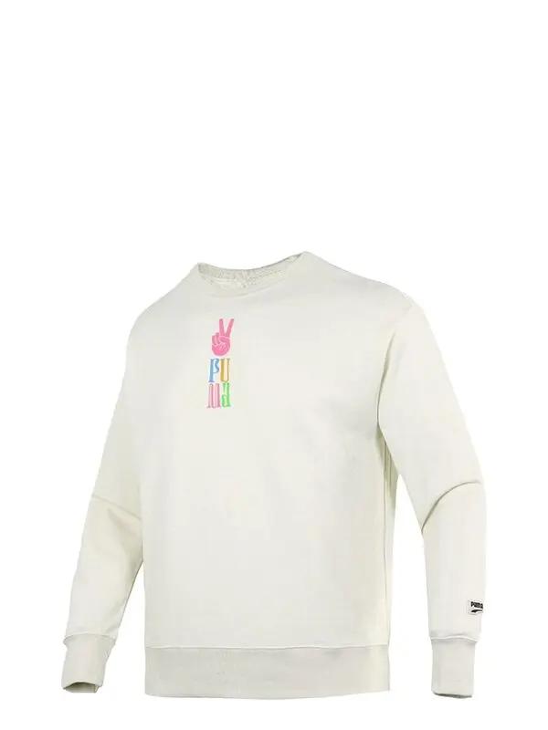 PUMA Knit Pullover With Logo Graphic - Milky White