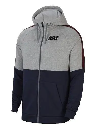 Nike Dri-fit Colorblock Full-zip Training Hoodie - Gray