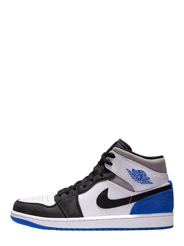 JORDAN Air 1 Mid Se Royal Black Toe Sneakers - White/hyper Royal/black