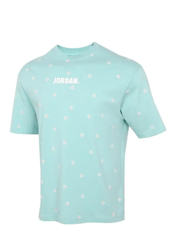 JORDAN Logo Sports Round Neck Short Sleeve Light Blue T-shirt - Default Color