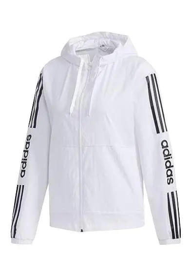 Adidas Neo Hooded Jacket With Striped Sleeves - White