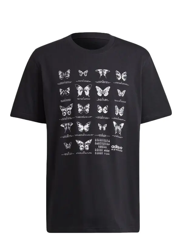 Adidas Originals Butterfly Printing Casual Sports Loose Short Sleeve Black T-shirt - Default Color
