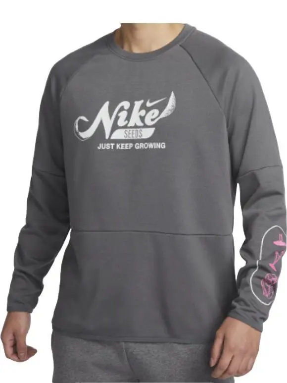 Nike Dri-fit Fleece Fitness Crew Neck Top - Iron Grey/iron Grey/photon Dust
