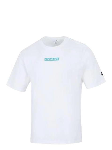 Adidas Neo Solid Color Pattern Printing Sports Round Neck Short Sleeve White T-shirt - Default Color